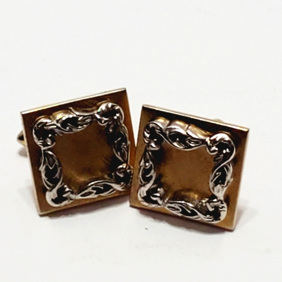 SWANK | Accessories | Swank Cufflinks Rectangular Scroll Pattern Gold ...